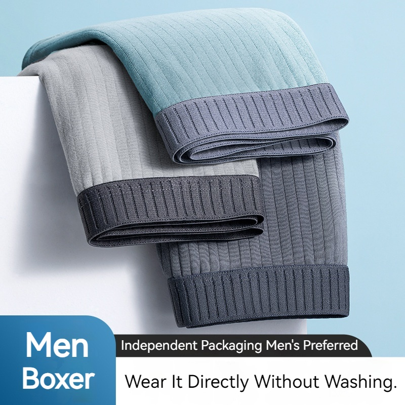 3 Pcs Disposable Underwear Men's Boxer Travel Pure Cotton Sterilized ...