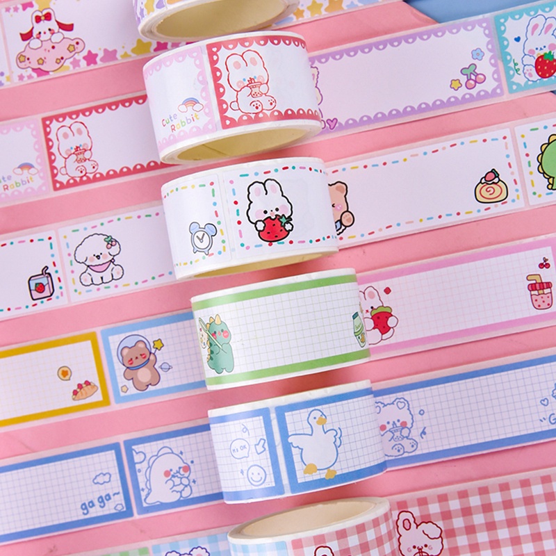 60 Pcs Rolled Cute Cartoon Self-Adhesive Label Stickers Classification ...