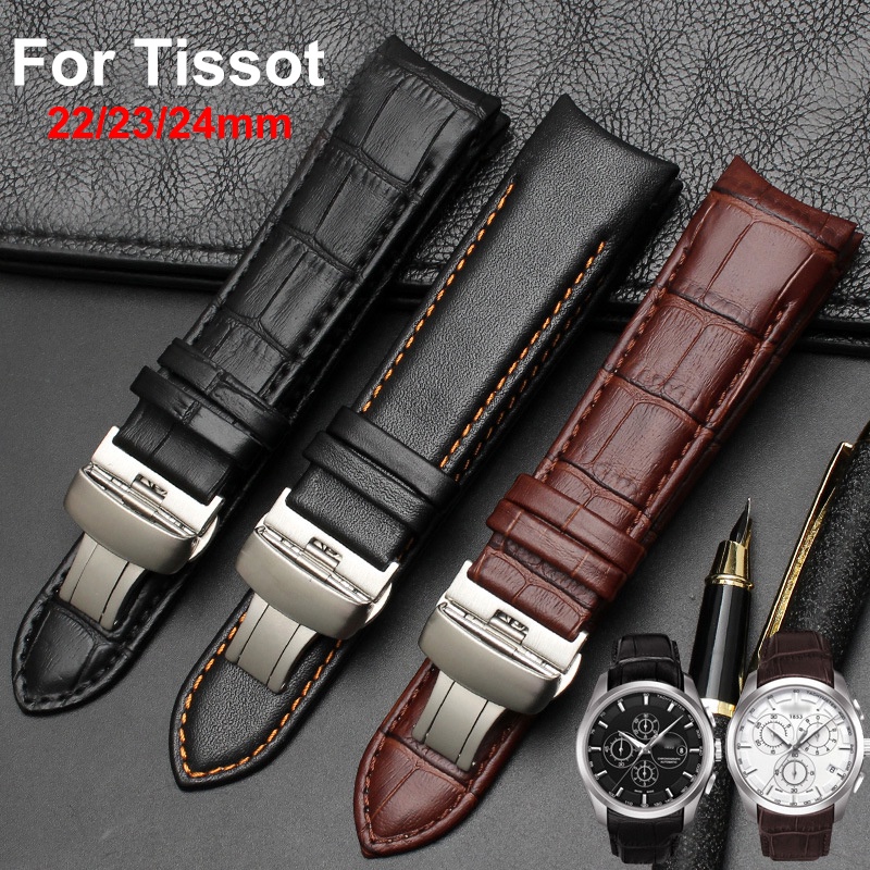 Genuine Leather Watch Strap For Tissot T035 607 407 439 Band Butterfly ...