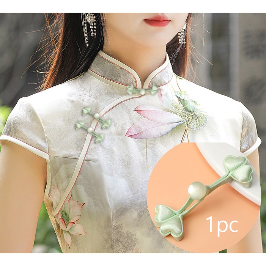 Cheongsam Button Jade Bead Two Leaf Peach Heart High-end Cotton Core ...