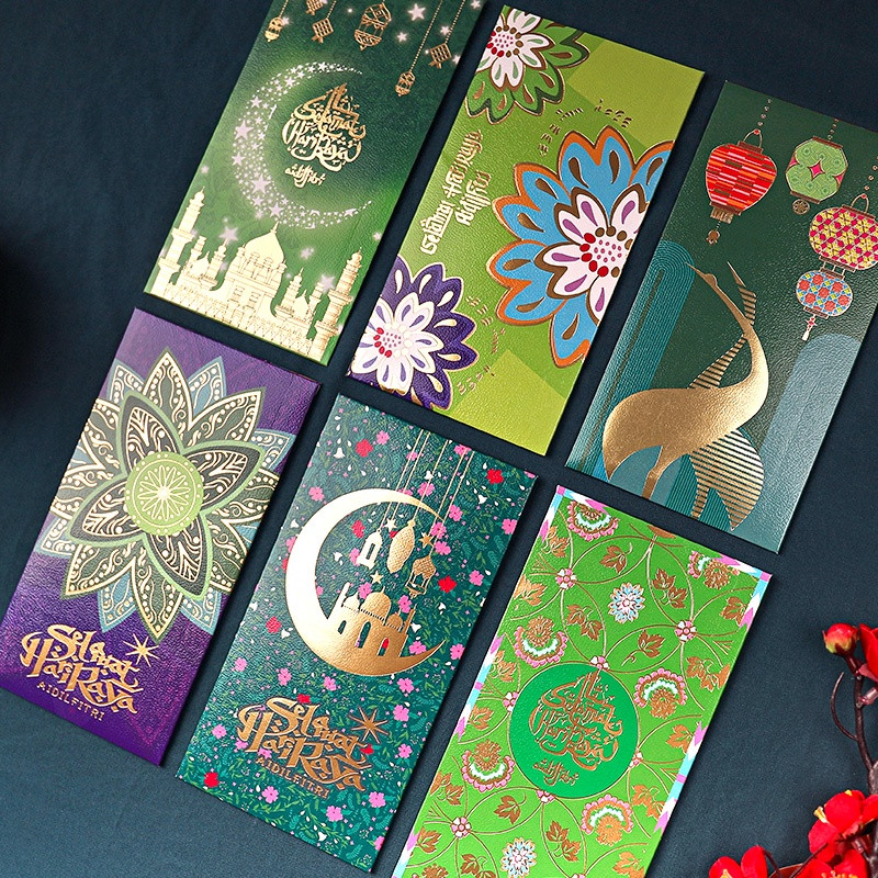 2024 Sampul Duit Raya Festival HARI RAYA Folding Packets Green Envelope ...