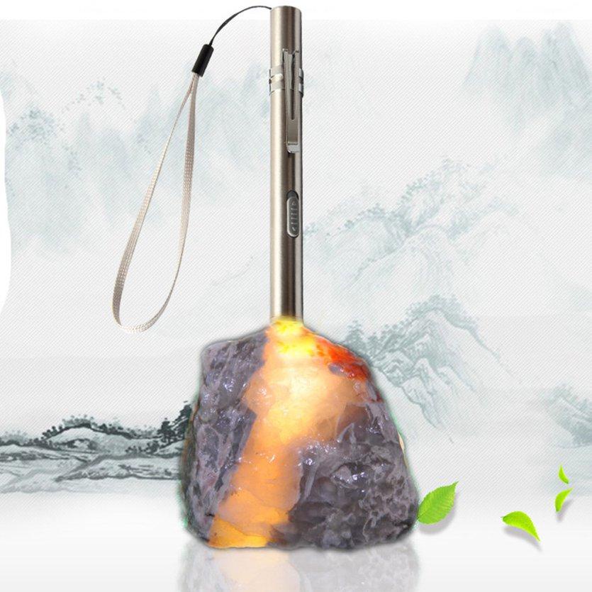 《Fast Delivery》Mini Stainless Steel LED Flashlight Gems Stone Jade ...