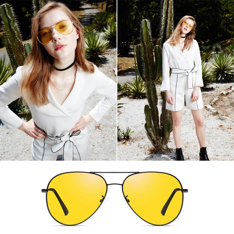 Pilot Driving Glasses Block Car Highlights Clear Vision Yellow Lenses ...