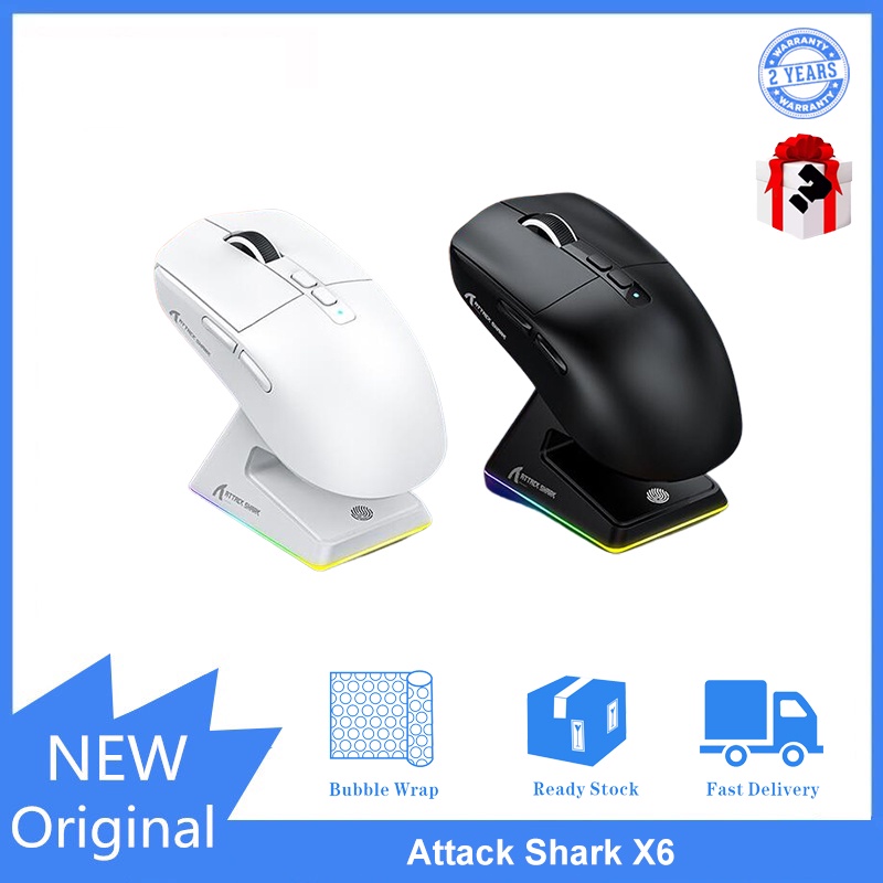 Attack Shark X6 PAW3395 Three mode wireless mouse charging RGB base | Shopee Singapore