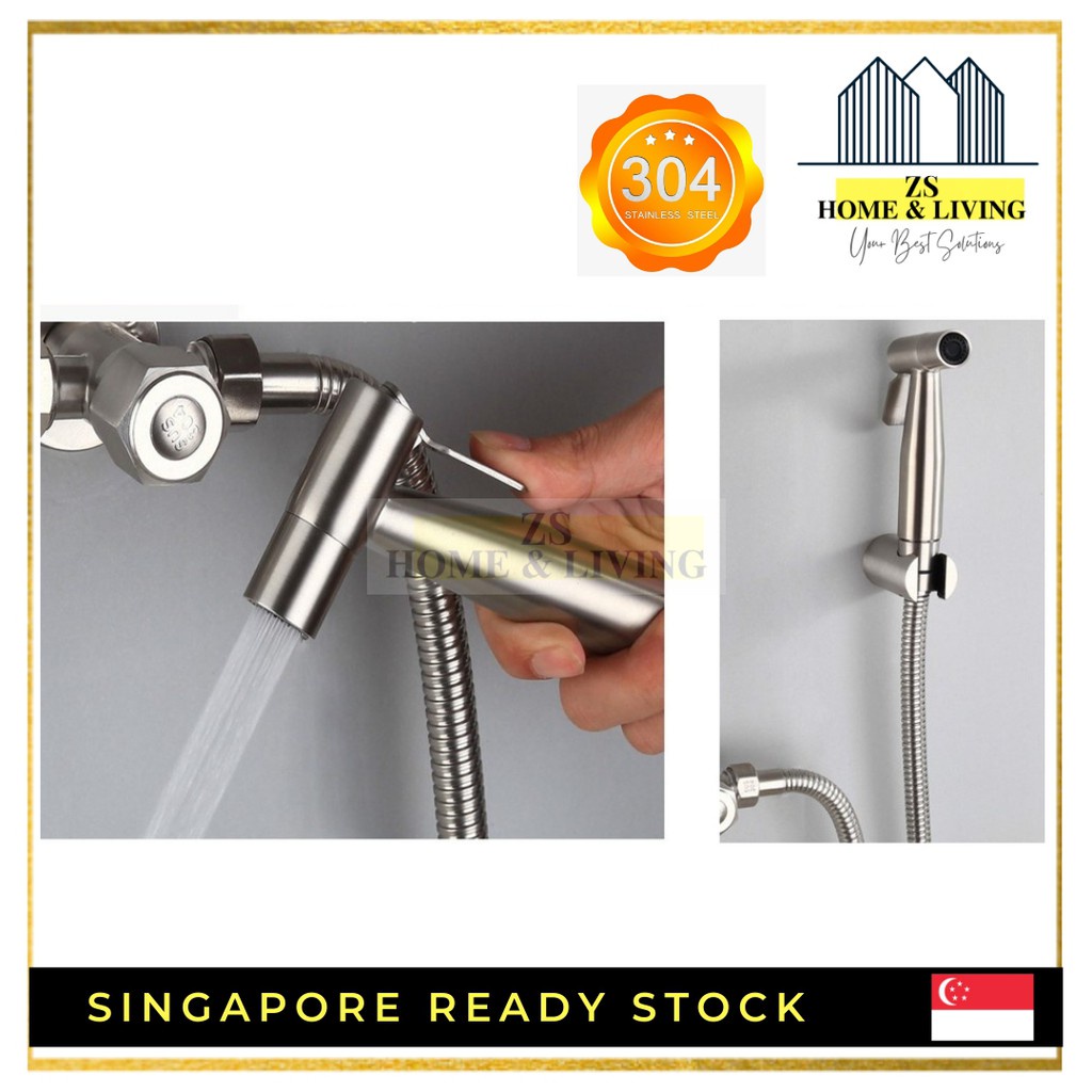 SG READY STOCK 304 STAINLESS STEEL BIDET SPRAY SET TOILET SPRAYER KIT ...