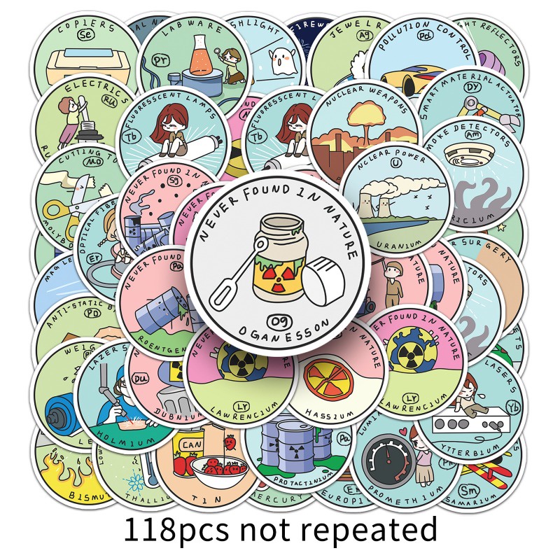 Periodic Table of Elements Stickers 118Pcs/Set Chemistry Waterproof ...