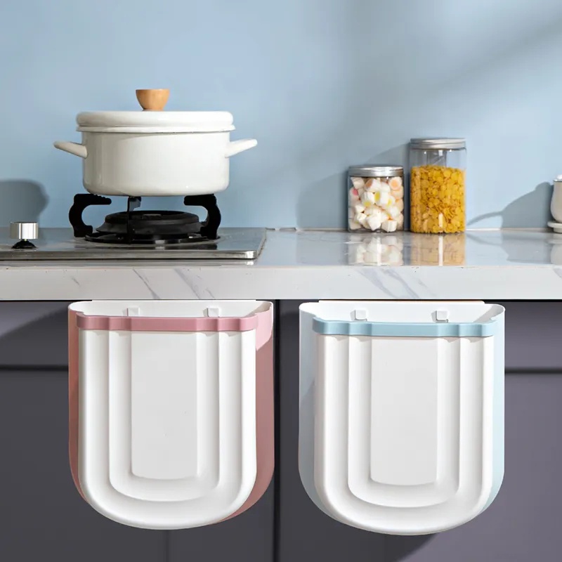 Foldable Waste Bin Kitchen Trash Can Wall Mounted Trash Bins Cabinet ...