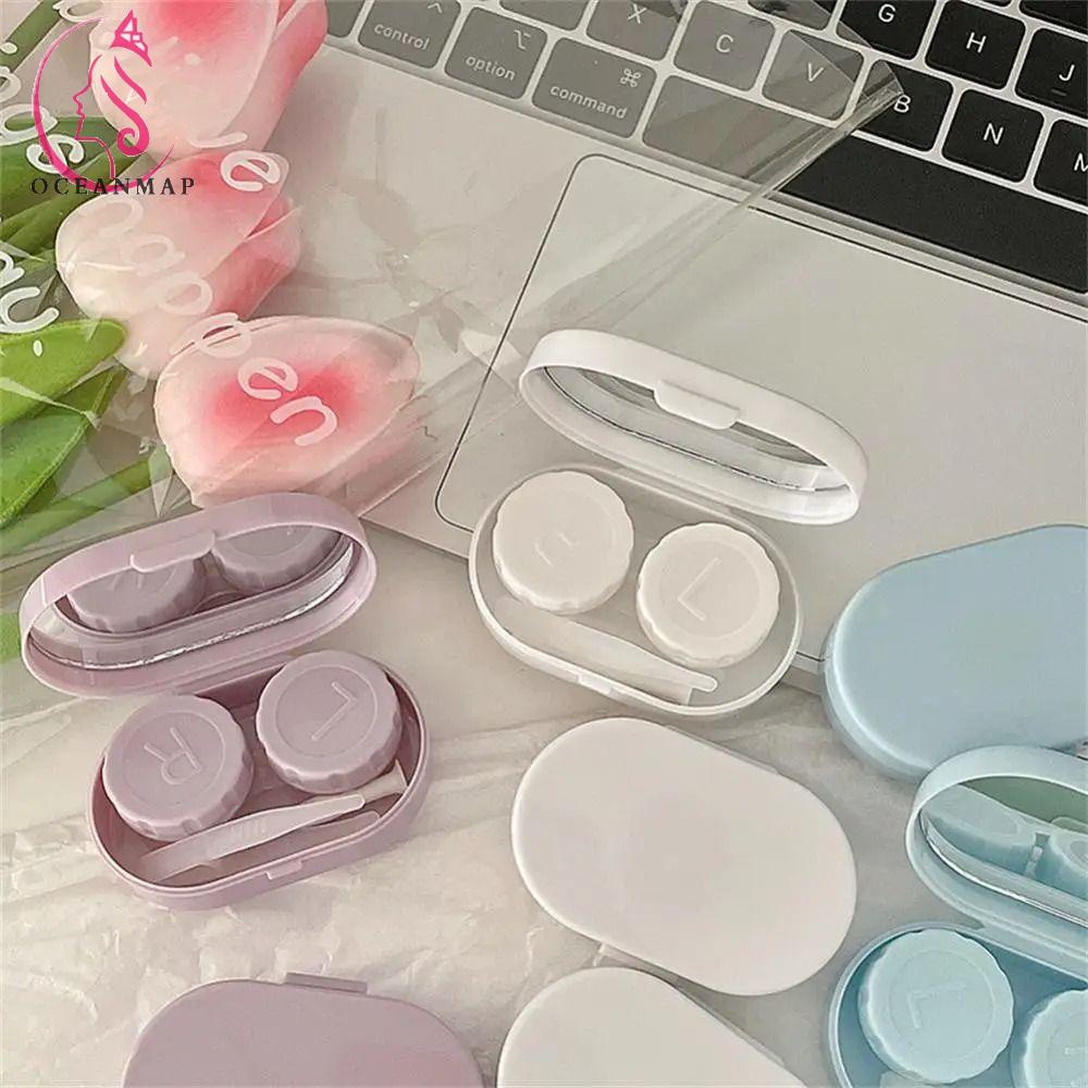 OCEANMAP Contact Lens Box, Portable Solid Color Contact Lens Case, Easy ...