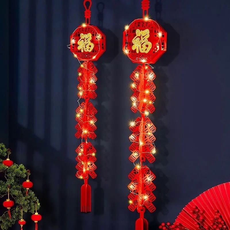 2024China 2PCs firecracker pendant Chinese New Year decoration ...