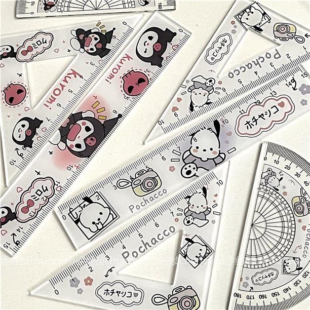 Sanrio Kuromi Pochacco Cinnamoroll Ruler Four-piece Set Cute Cartoon ...