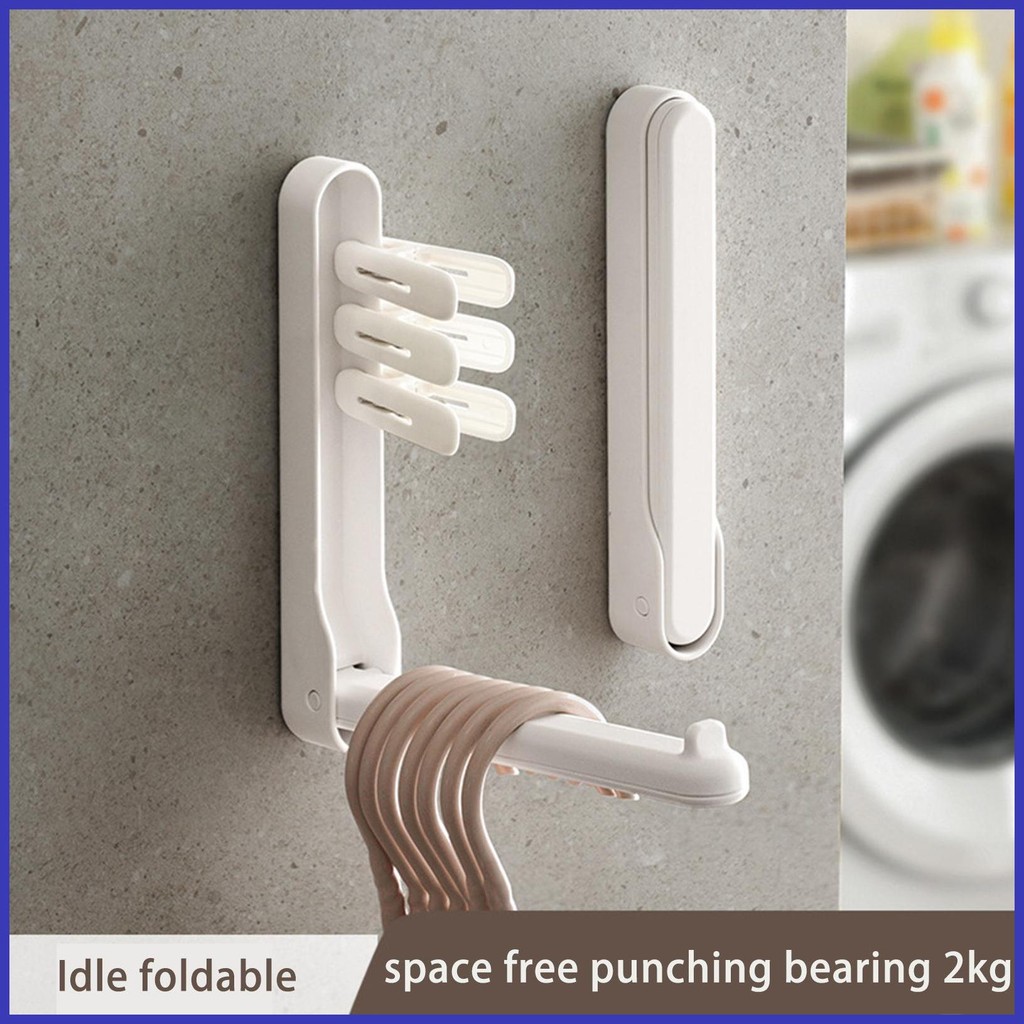 Folding Clothes Hanger Rack Wall Mount Closet Rod Foldable Small ...