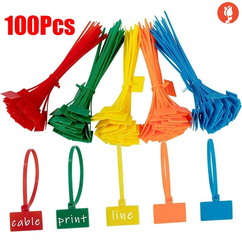 100Pcs Self-locking Nylon Label Ties for Cable Wire Organizer Tool ...