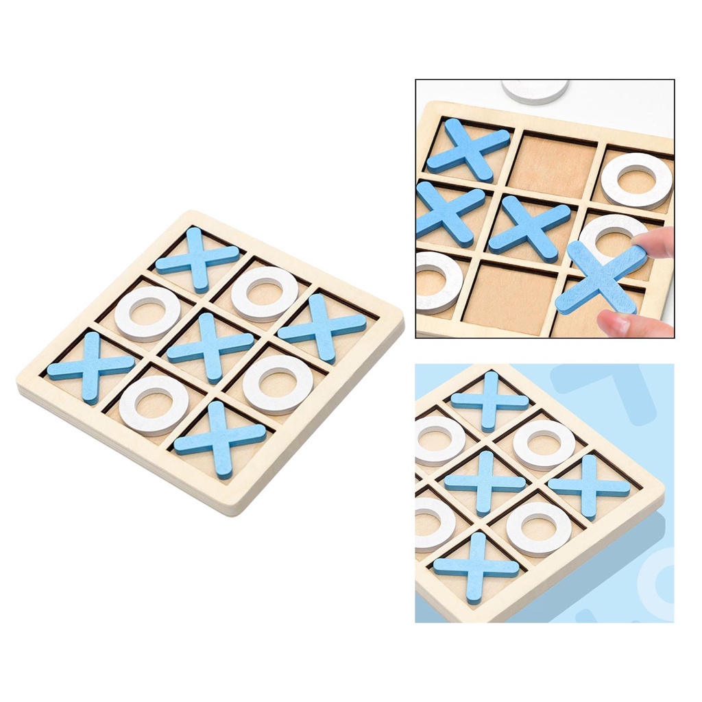 Tic-Tac-Toe Board Game Wooden X O Blocks Tabletop Board Game | Shopee ...