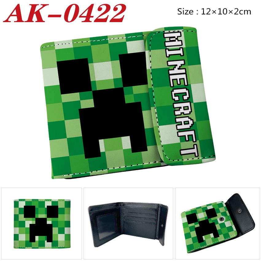 Minecraft Game Anime Pattern Full Color Hidden Buckle PU Leather Short ...