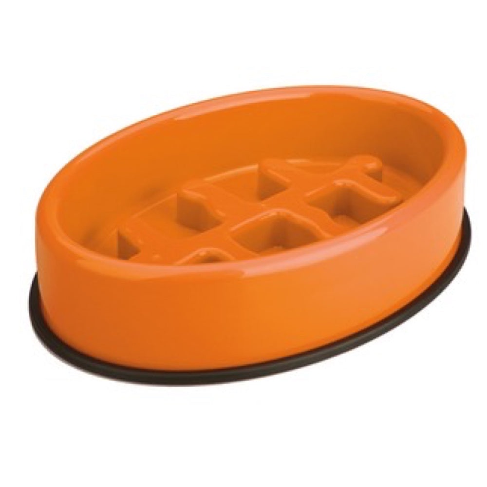 15% OFF: M-Pets Fishbone Slow Feed Oval Dog Bowl (Orange) | Shopee ...