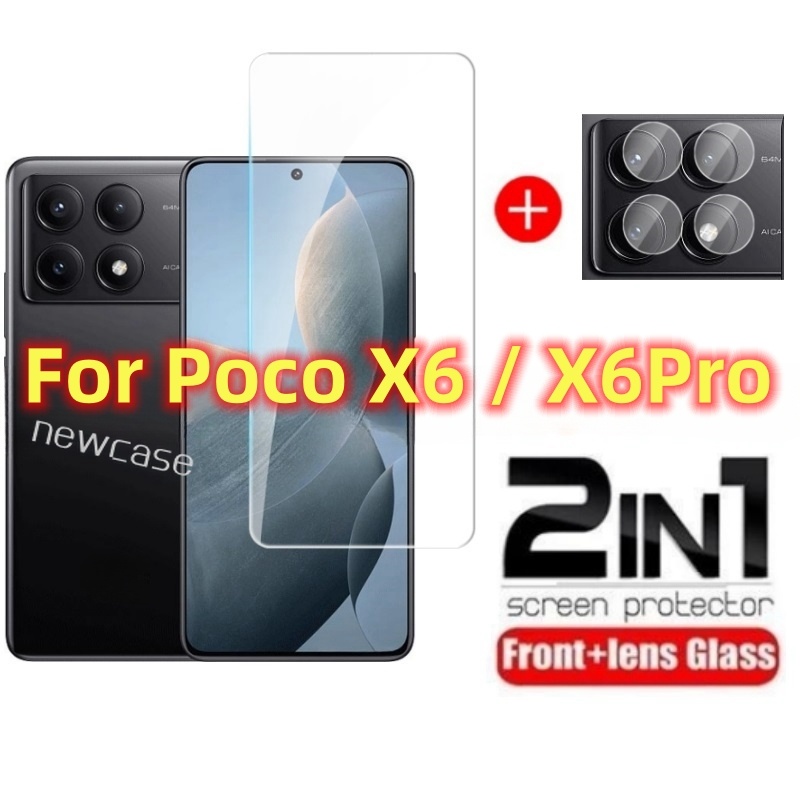 2in1 Screen Protector Tempered Glass For Xiaomi Poco X6 Pro PocoX6 ...