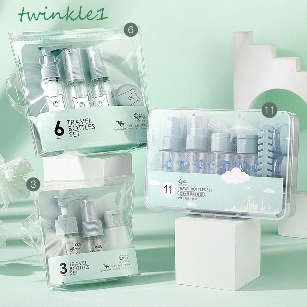 TWINKLE1 Refillable Bottle Set Empty Plastic Women Pump Spray Bottle with Storage Bag Shower Gel ...