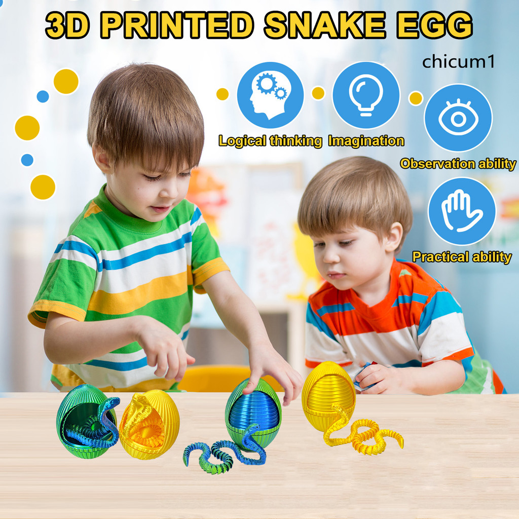 [raya]1 Set 3D Printed Snake Egg Figurine Movable Joints Snake Eggshell ...