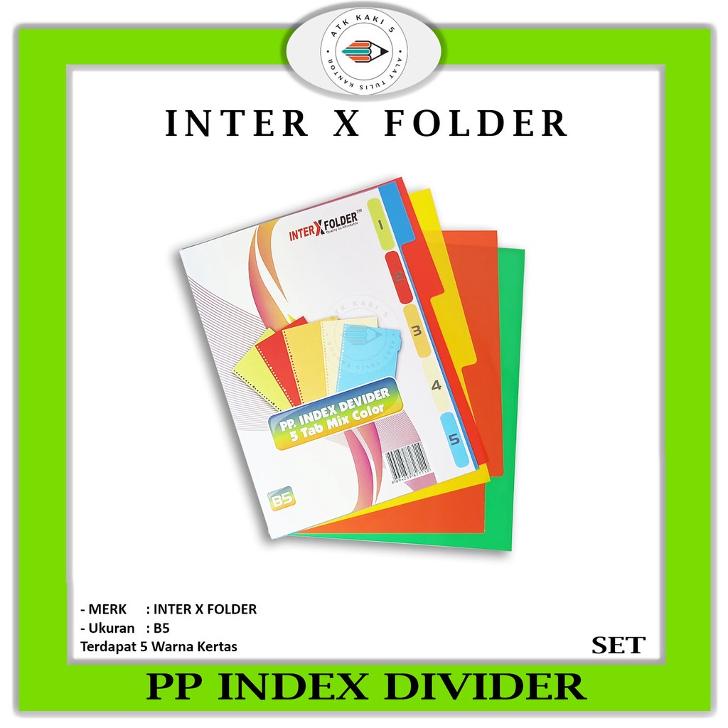 INTER X FOLDER - Index Divider Inter X Folder 5 Tab Mix Color B5 - Set ...