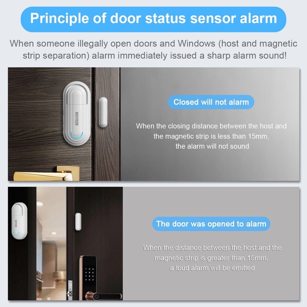 Daytech Door Open Alarm Home Alarm Door Sensor Alarm Safety Alarm for ...