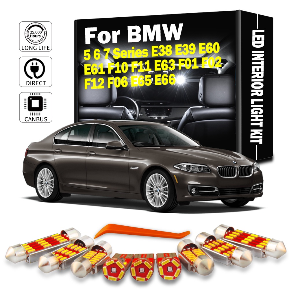 Canbus LED Bulbs Interior Map Dome Trunk Light Kit For BMW 5 6 7 Series ...