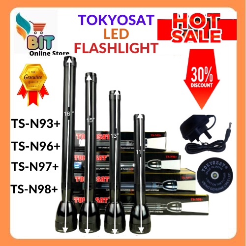 TOKYOSAT RECHARGEABLE FLASHLIGHT, HAEVY DUTY TORCHLIGHT, international ...