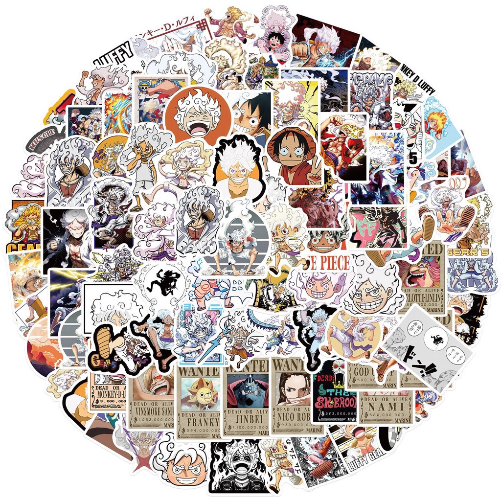 100/50PCS Anime ONE PIECE Monkey D. Luffy Gare 5 Graffiti Stickers For ...