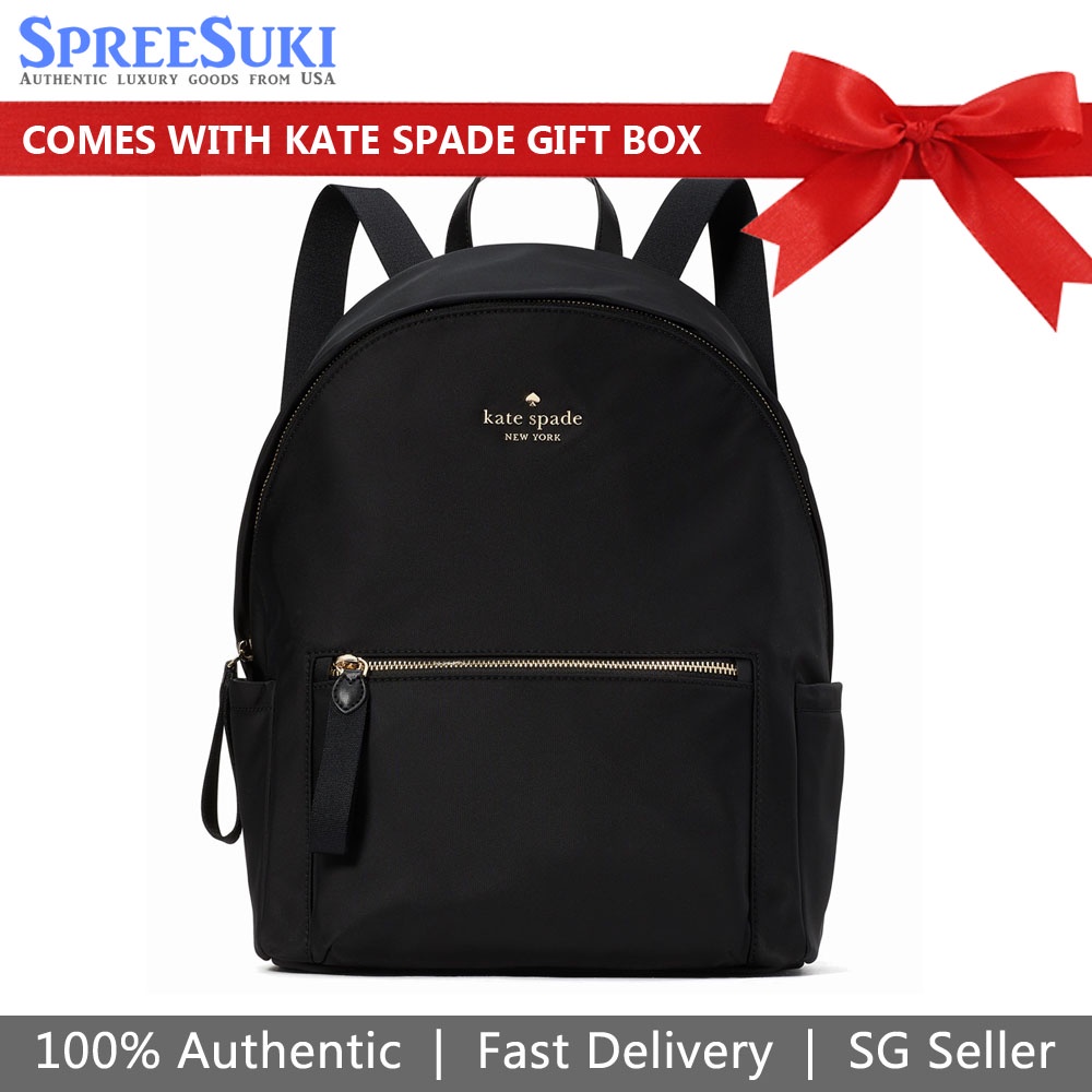 Kate Spade Backpack In Gift Box Chelsea Large Backpack Nylon Black ...