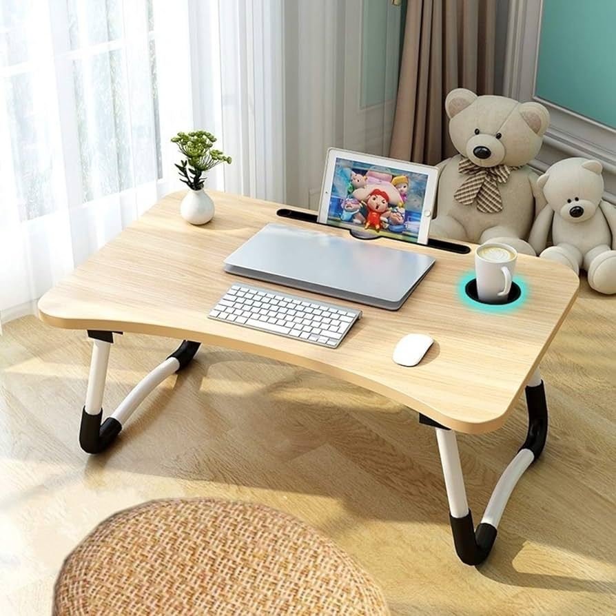 Foldable laptop table Study Table bed Drawer Notebook Portable Computer ...