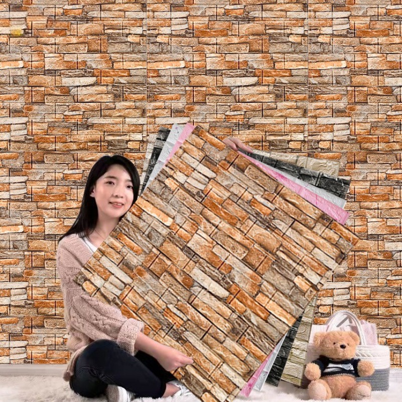 3D Wall Paper Dinding Classical Adhesive Wallpaper Brick Foam Sticker ...