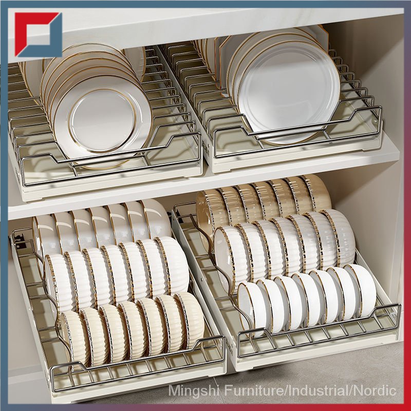 Cabinet pull basket bowl and dish storage rack stainless steel bowl and ...