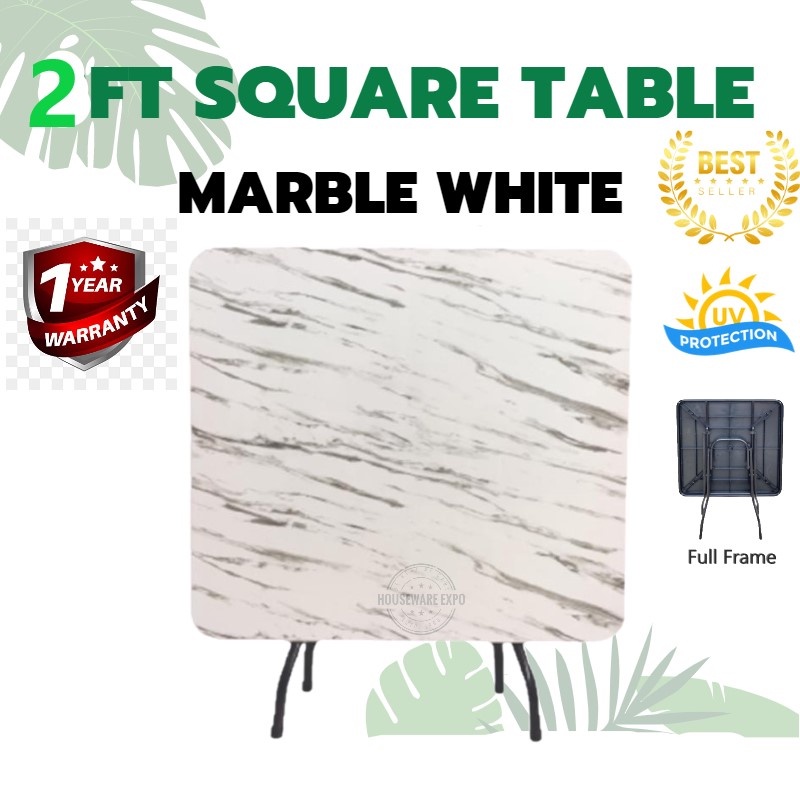 Marble Plastic Dining Table 2x2’ Meja Lipat | Meja Plastik 2x2 | Shopee ...