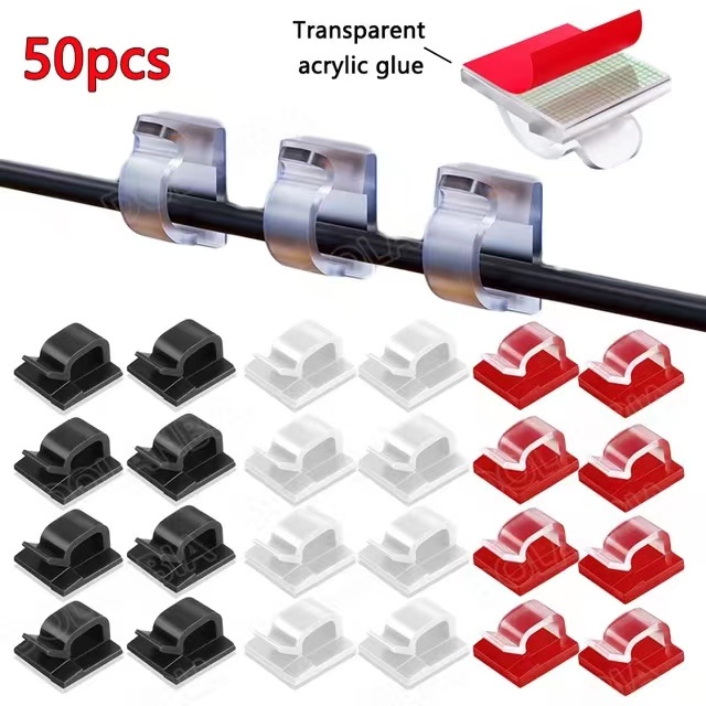 50/20/10 PCS Cable Organizer Clip Self Adhesive Cord Management Desktop ...