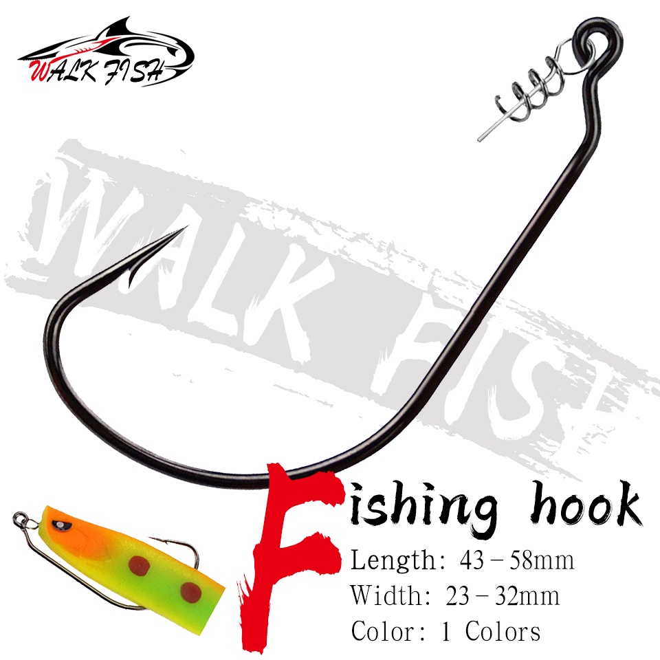 WALK FISH 10Pcs Fishing Hooks For Soft Lure High Carbon Steel Sharp Barbed Hook Lead Jig Head ...