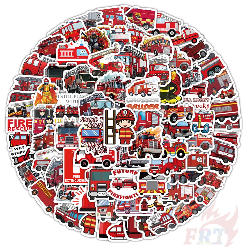 100Pcs/Set Fire Fighting Truck Mini Kids Reward Stickers Waterproof DIY ...