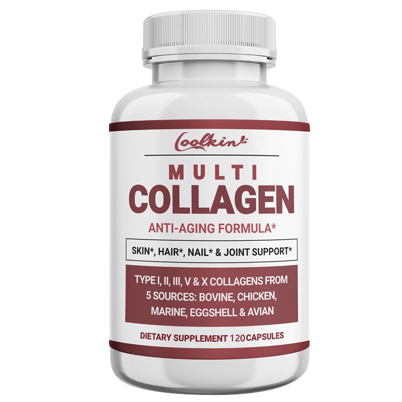 Coolkin Collagen Complex Capsules - Hydrolyzed Collagen Type I II III ...