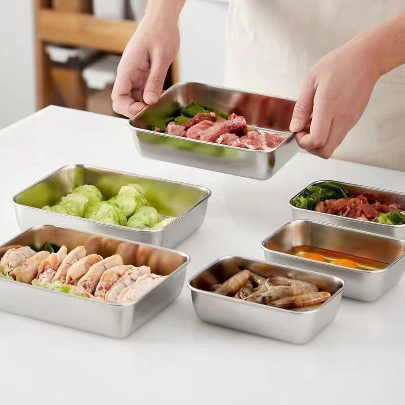 Stainless Steel Preservation Box with Lid - Refrigerator Meat/Dessert ...