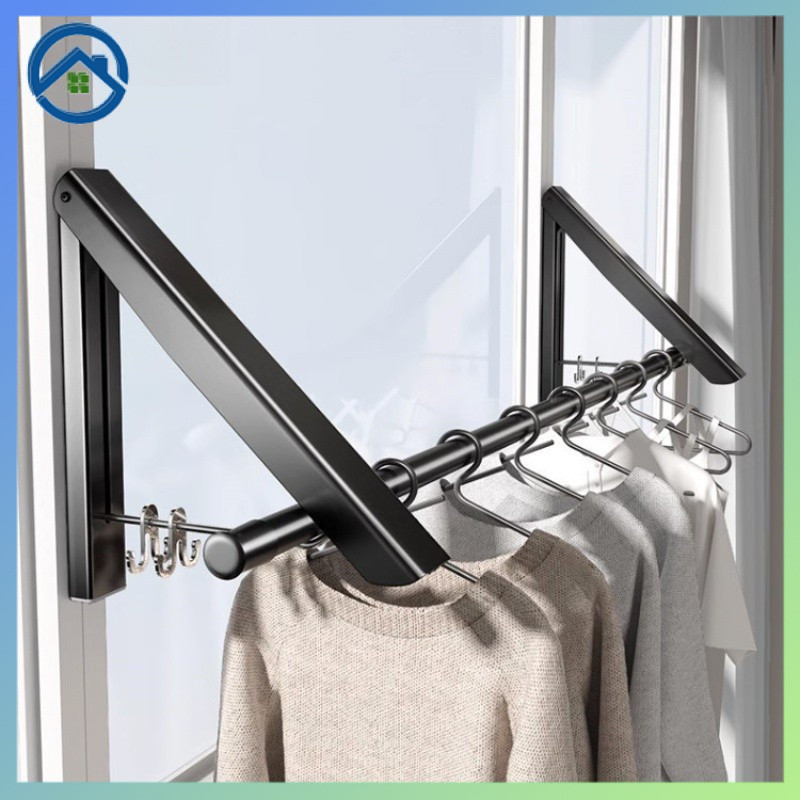 Non punching invisible clothes hanger wall mounted space aluminum ...