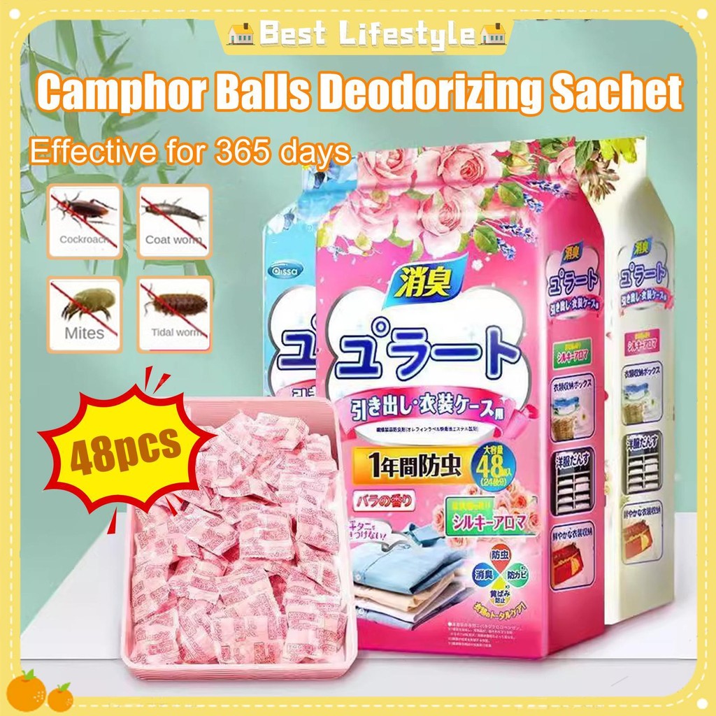 48pcs Camphor balls Deodorizing sachet Rose Flower Scented Moth Ball ...