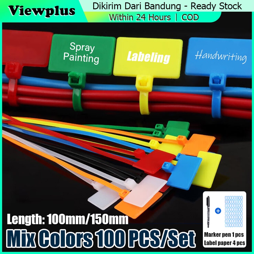 100pcs Colorful Cable Ties Marker Cable Tie Label Lan Maker Marker Name ...