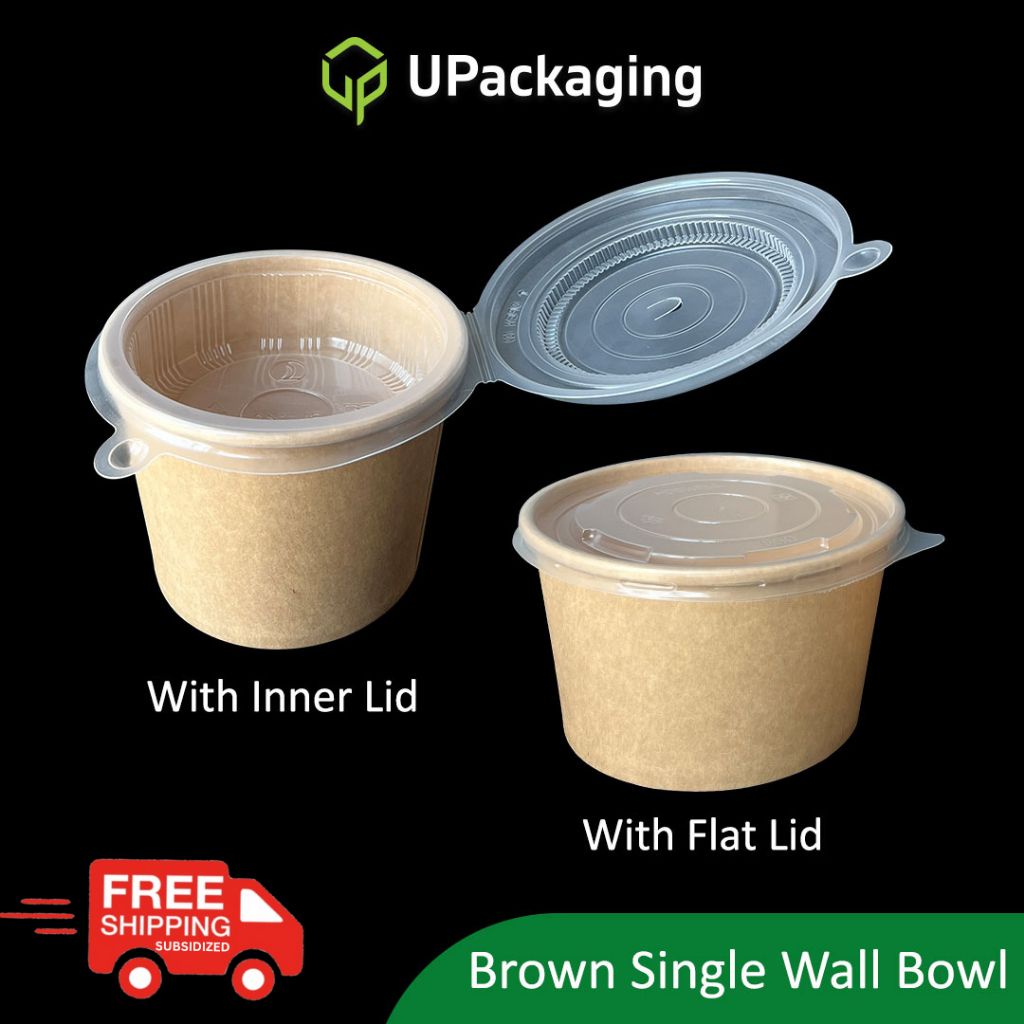 [50 Pcs] 850cc 1000cc KRAFT PAPER BOWLS Inner Bowl Double Layers with ...