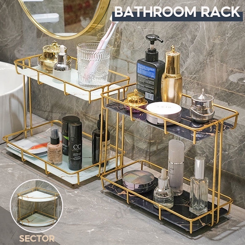 Bathroom Stroage Rack Double Deck Makeup Rack Toilet Organiser Wall ...
