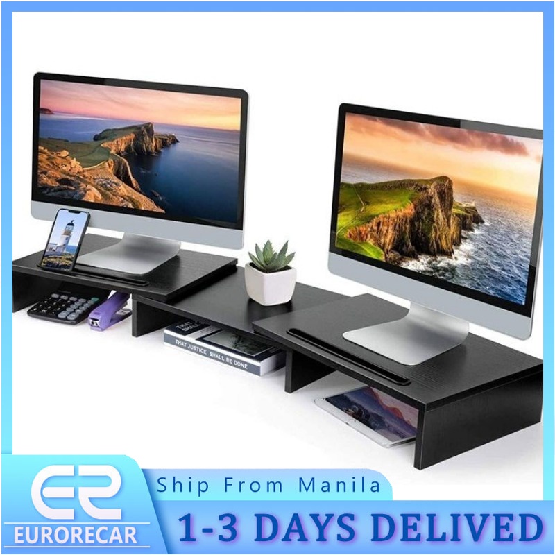 3 Shelf Screen Stand with Adjustable Length and Angle Dual Triple ...