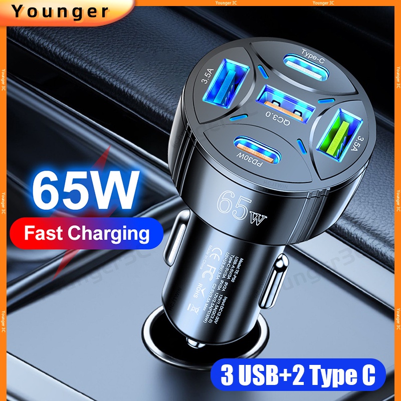 5 Ports Usb Charging Charger PD30W Travel Charging Adoptor In Car Type ...