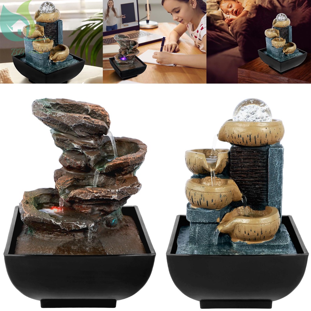 Tabletop Fountain with Light Meditation Water Fountain Resin Small ...