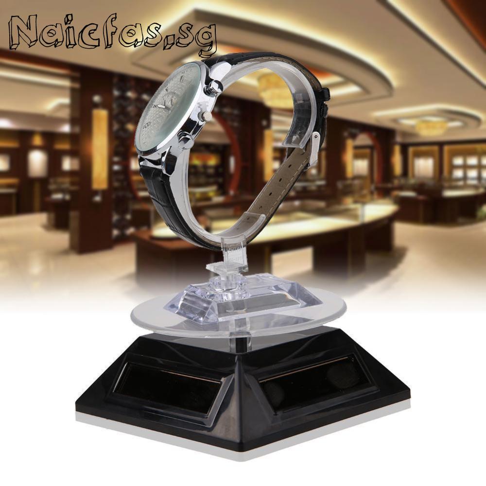 Solar Power Showcase 360 Turntable Rotating Jewelry Watch Ring Display ...