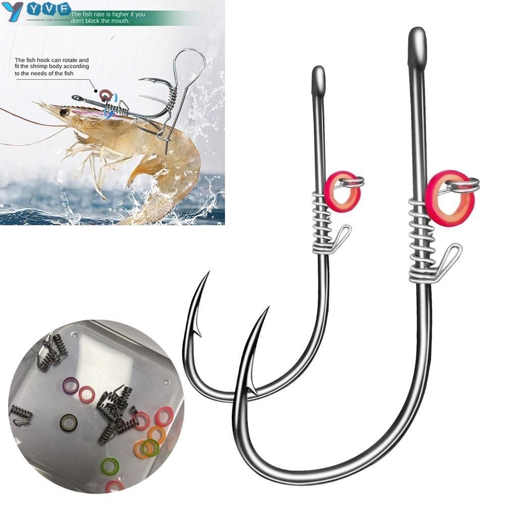 YVE 10pcs Live Shrimp Bait Hooks Spring, Soft Worm Wide Gap High-carbon ...
