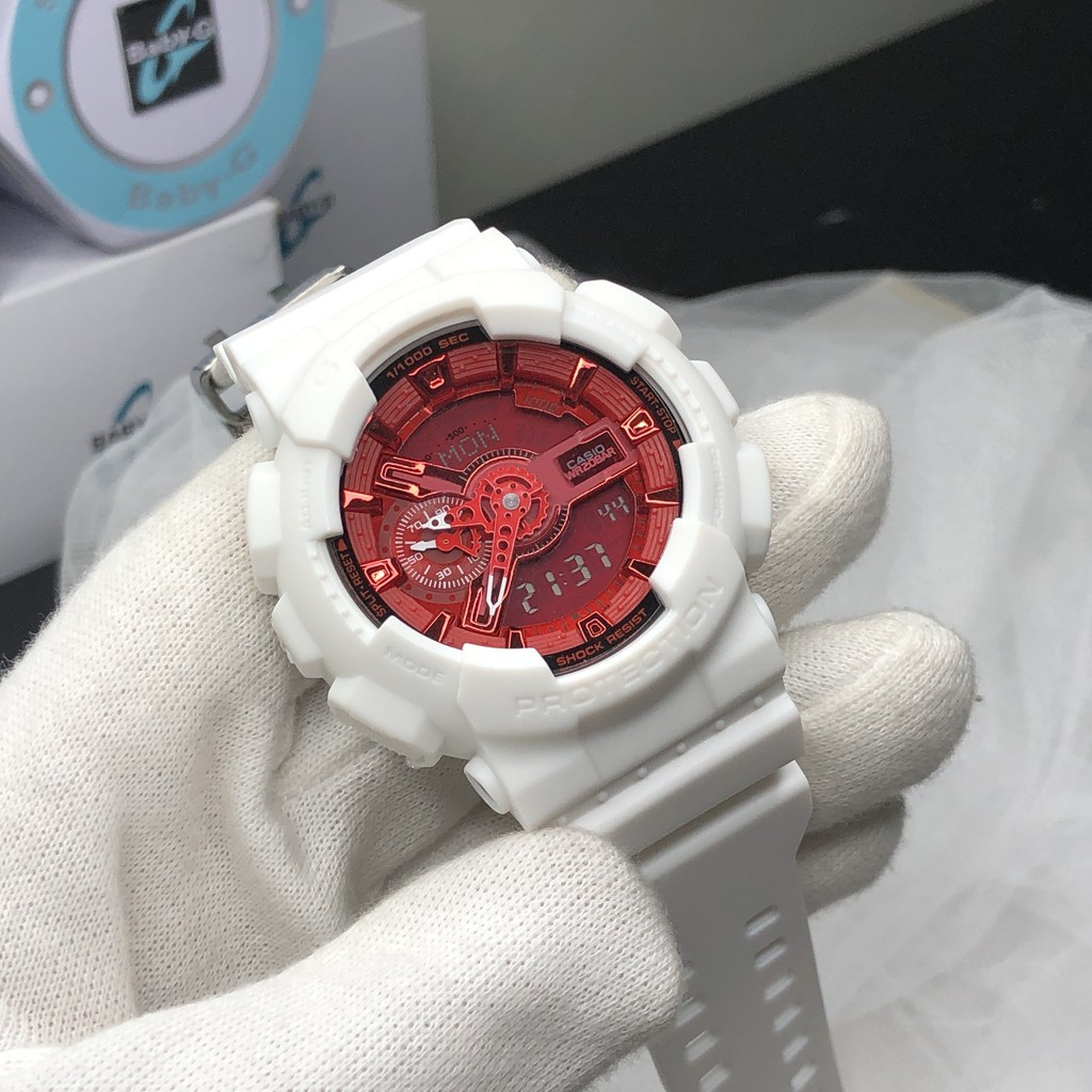 Japan Brand C*A*S*I*O Sports Watch GA-110 White Red S06 Double Display ...