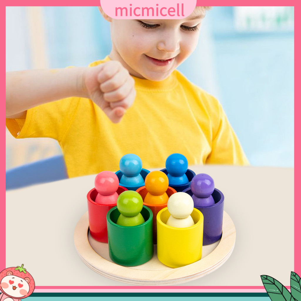 Color Sorting Activity Game Wooden Color Sorting Cup Set Educational ...