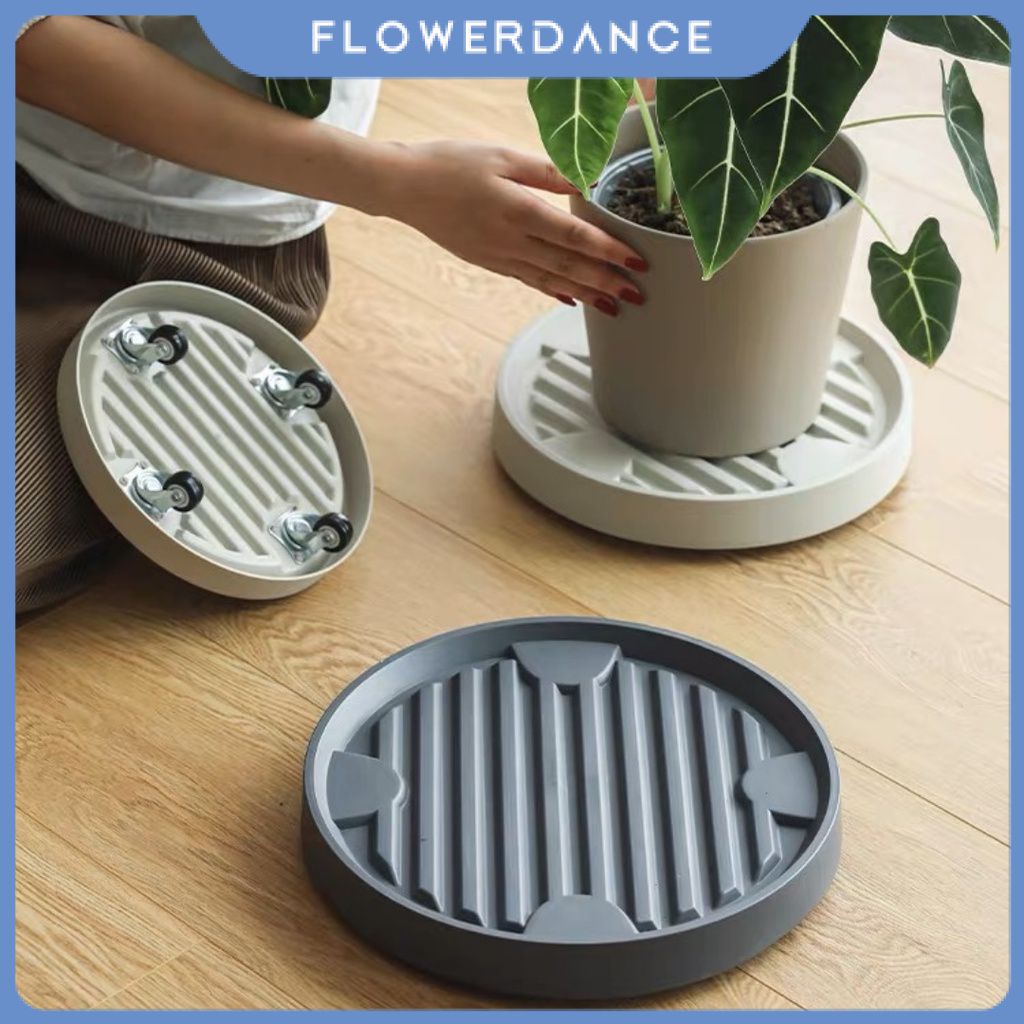 Movable Functional Round Plant Pot Tray With Wheels | Big Planters Tray ...